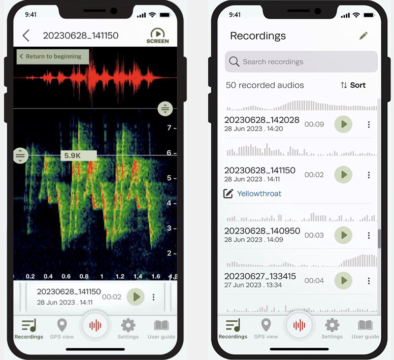 Song Meter Touch app - BirdGuides